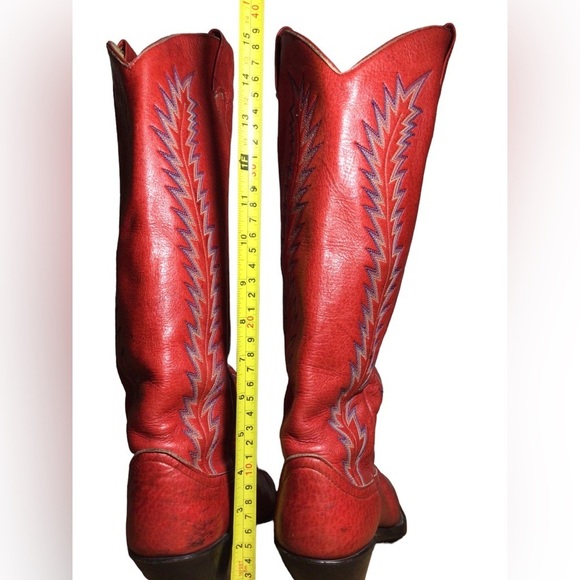Larry Mahan | Shoes | Vintage Larry Mahan Boots Tall Red Leather Size ...